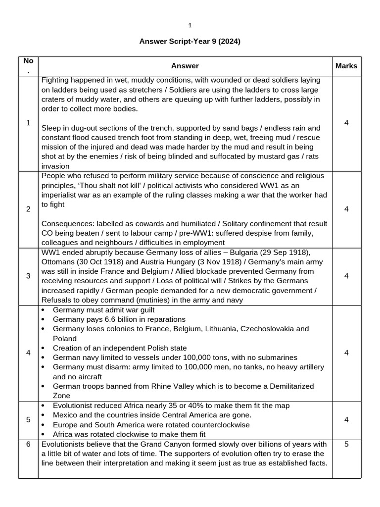 Y9-Mid Year Examination-2024 - Answer Script | PDF | Colonialism | Volcano