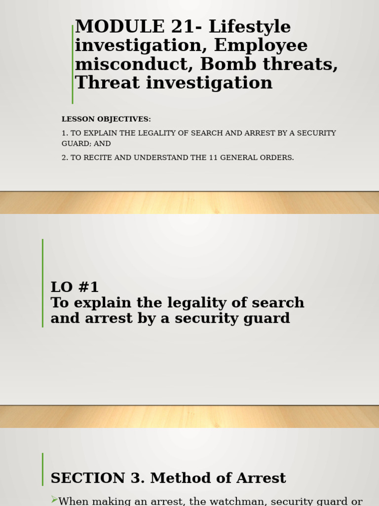MODULE 21 - Lifestyle Investigation, Employee Misconduct | PDF ...