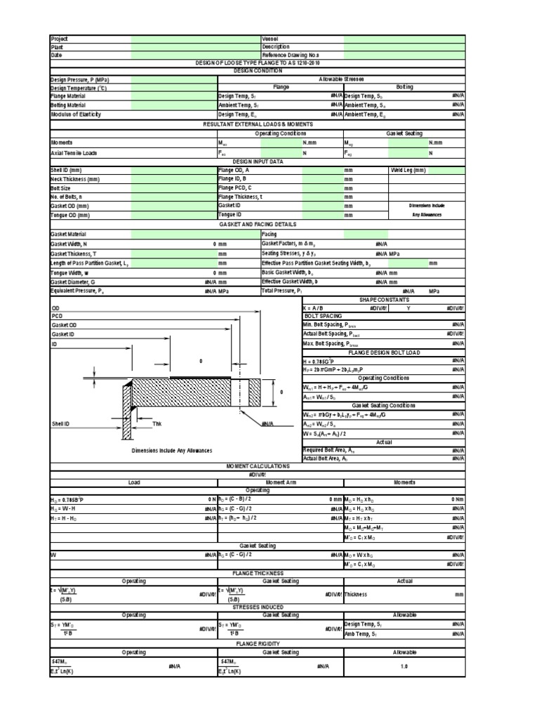 Design of Flanges - Loose Type 2010 | PDF