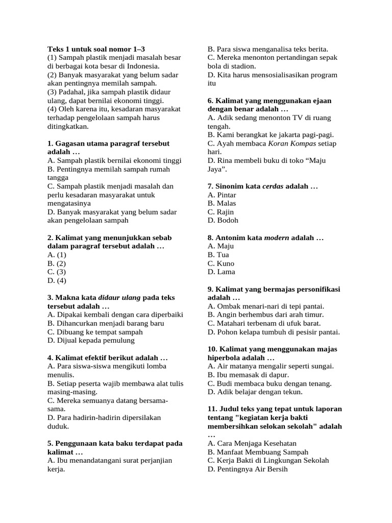 SIOAL TKA LATIHAN | PDF