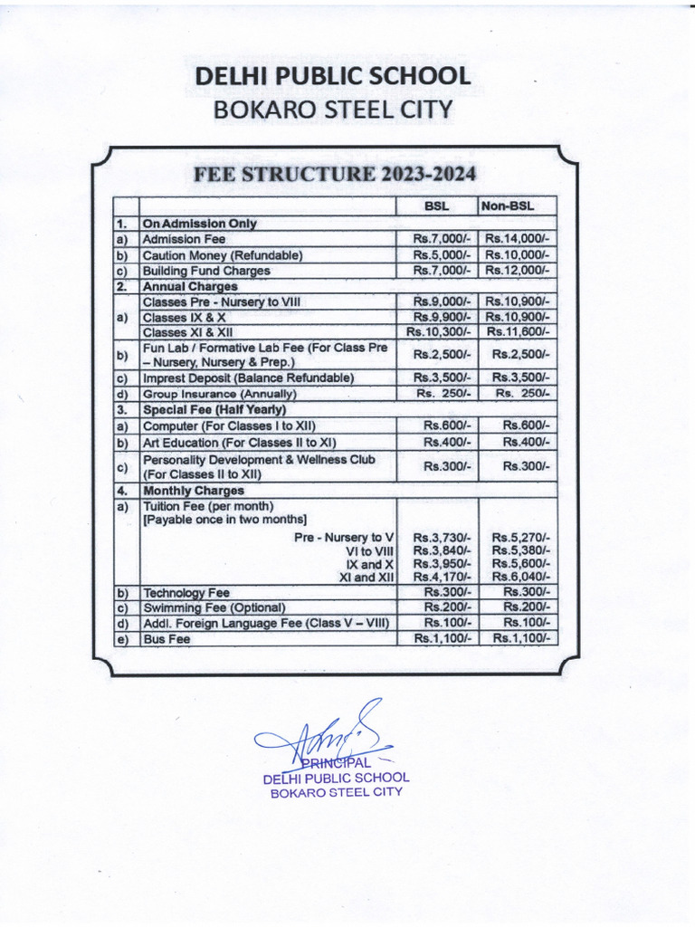 Fee Structure 2023 24 | PDF