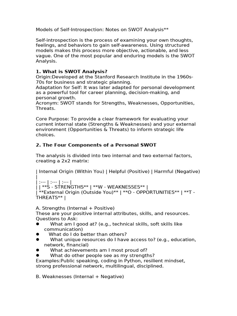 SWOT Analysis | PDF | Swot Analysis | Psychology