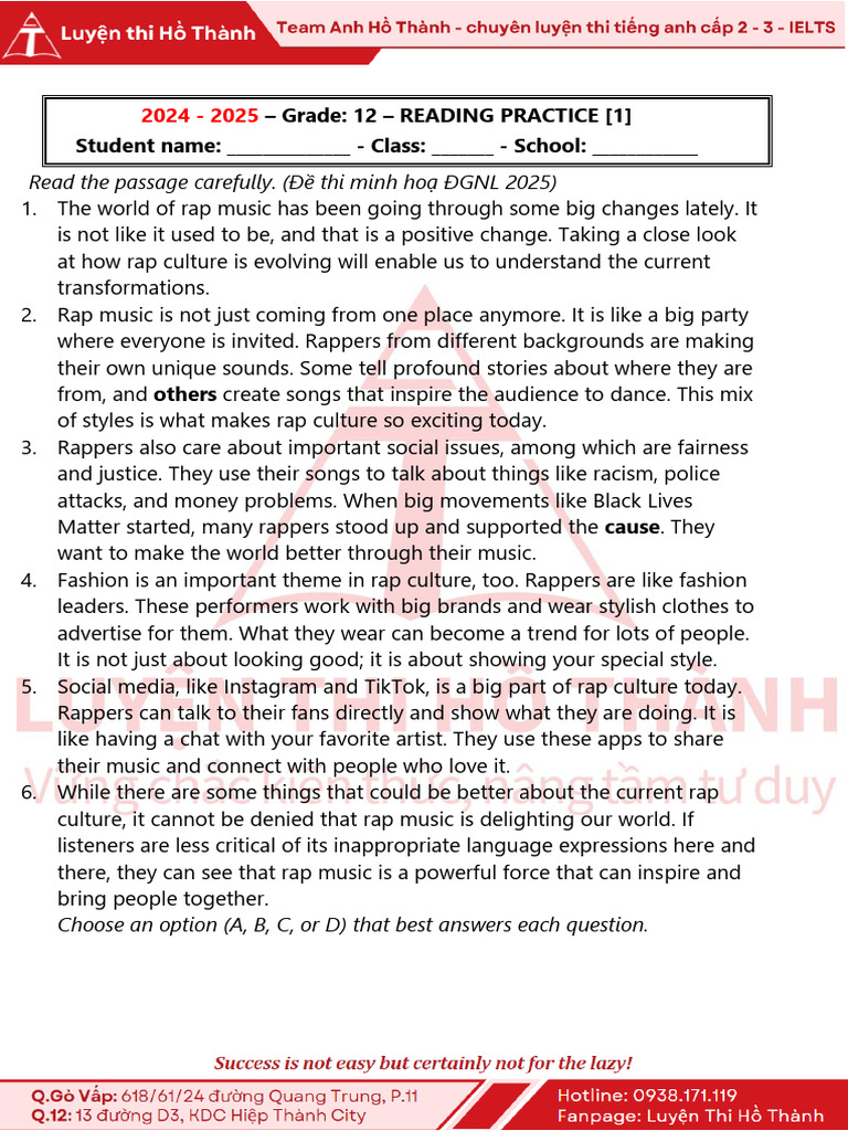 Reading Practice 1 | PDF | Rapping