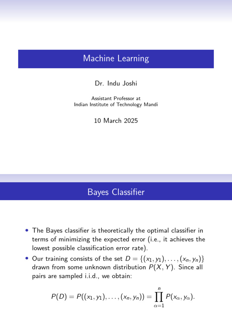 ML Lec6 Naive Bayes-1-16 | PDF | Applied Mathematics | Statistical Theory
