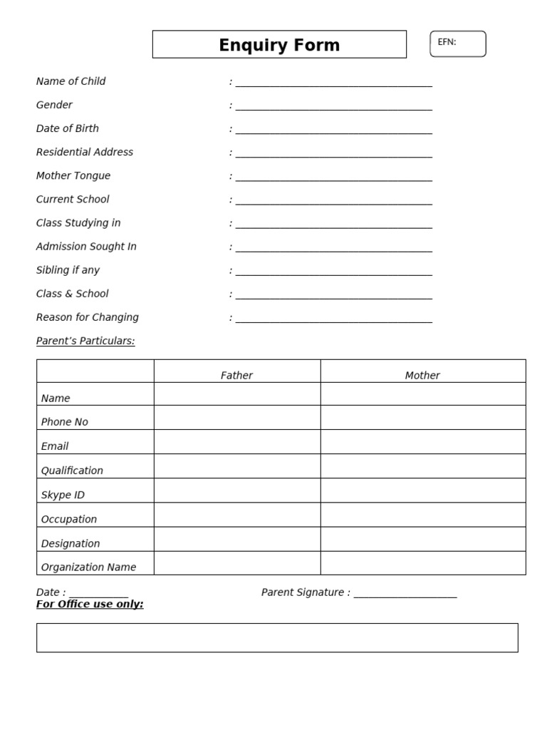 Admission Enquiry Form | PDF