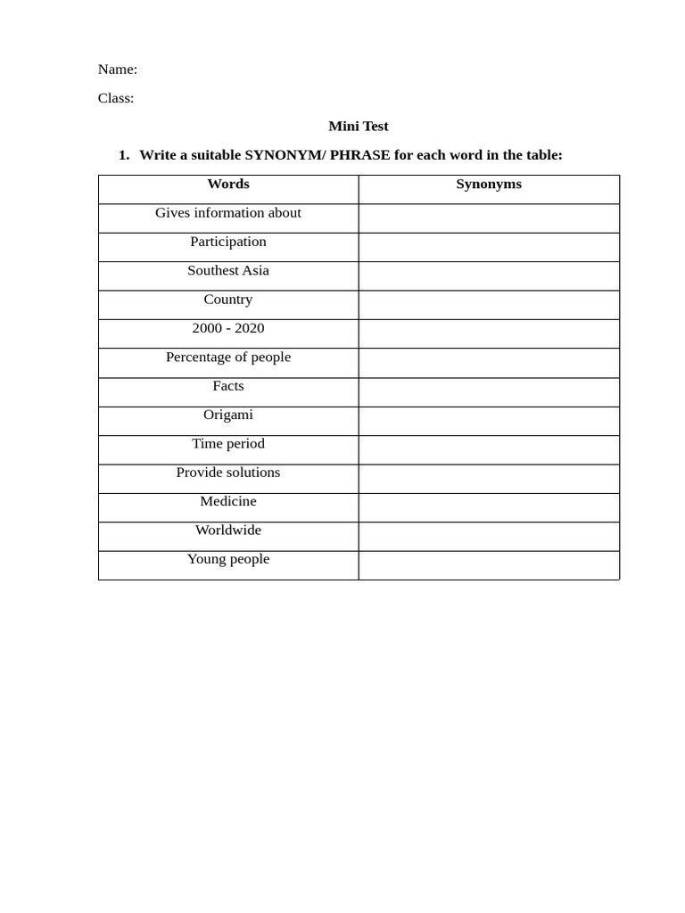 Ielts 5.0 Mini Test No.1 | PDF