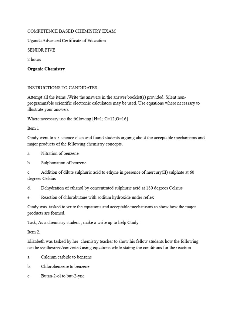 Organic Chemistry Exam PDF | PDF