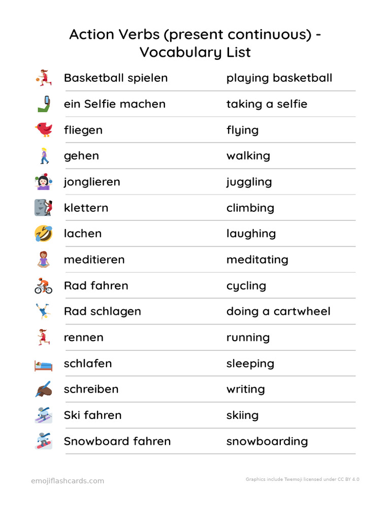 Action Verbs Present Continuous | PDF