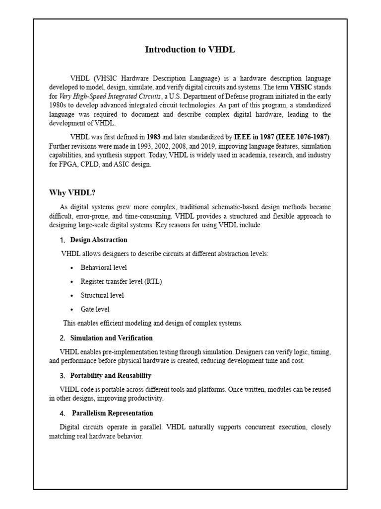 VHDL Manual r23 | PDF | Vhdl | Field Programmable Gate Array