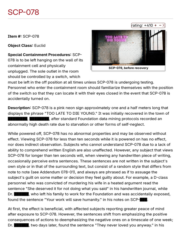 SCP Foundation: SCP-078 | PDF