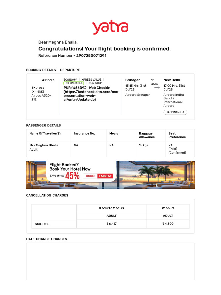 Flight Booking Confirmation | PDF | Aviation