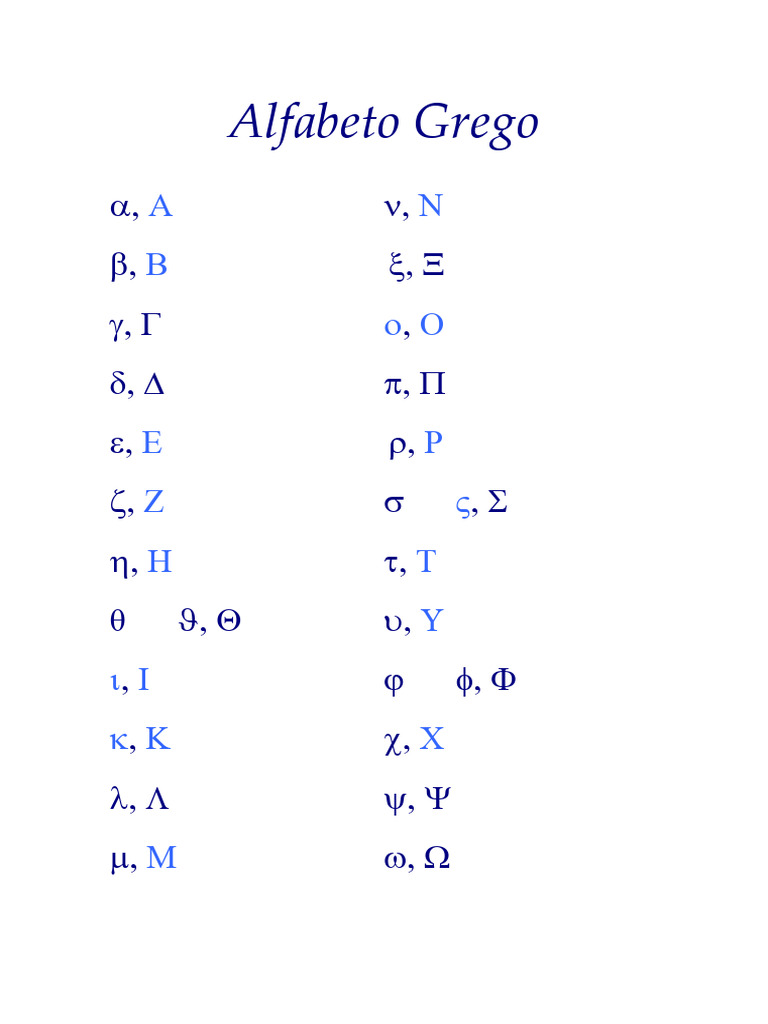 Letras do Alfabeto Grego | PDF