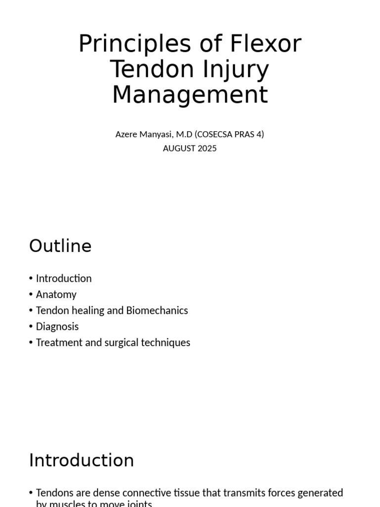 Flexor Tendon Injury Management Guide | PDF | Tendon | Hand