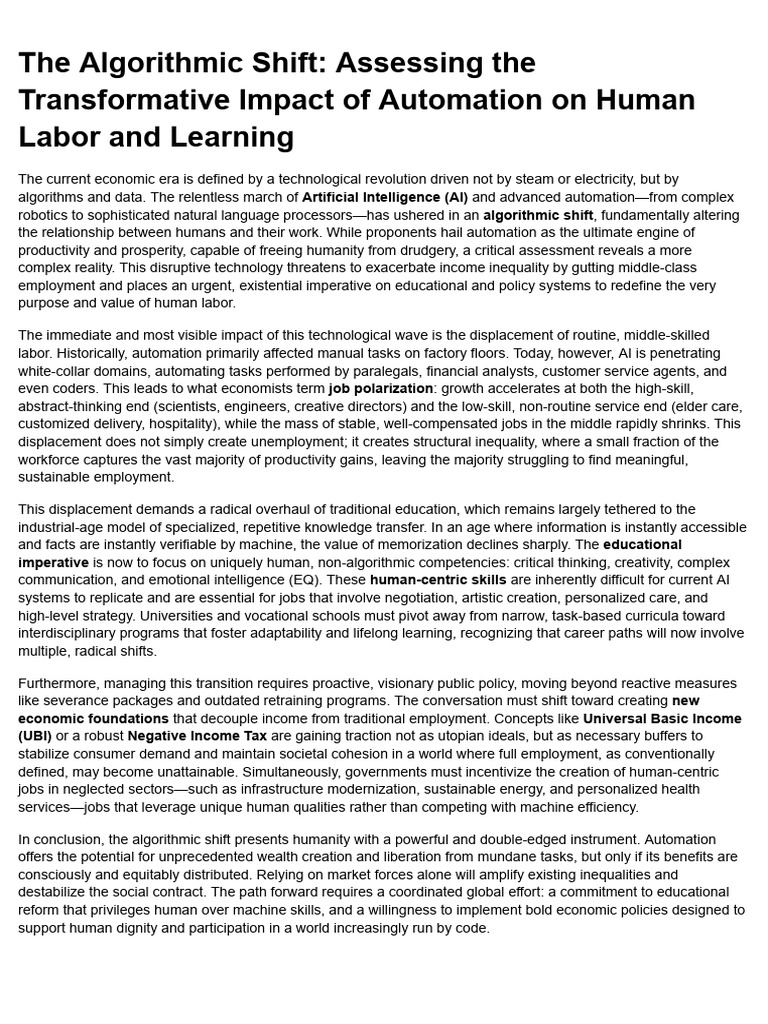 The Algorithmic Shift - Assessing The Transformative Impact of ...