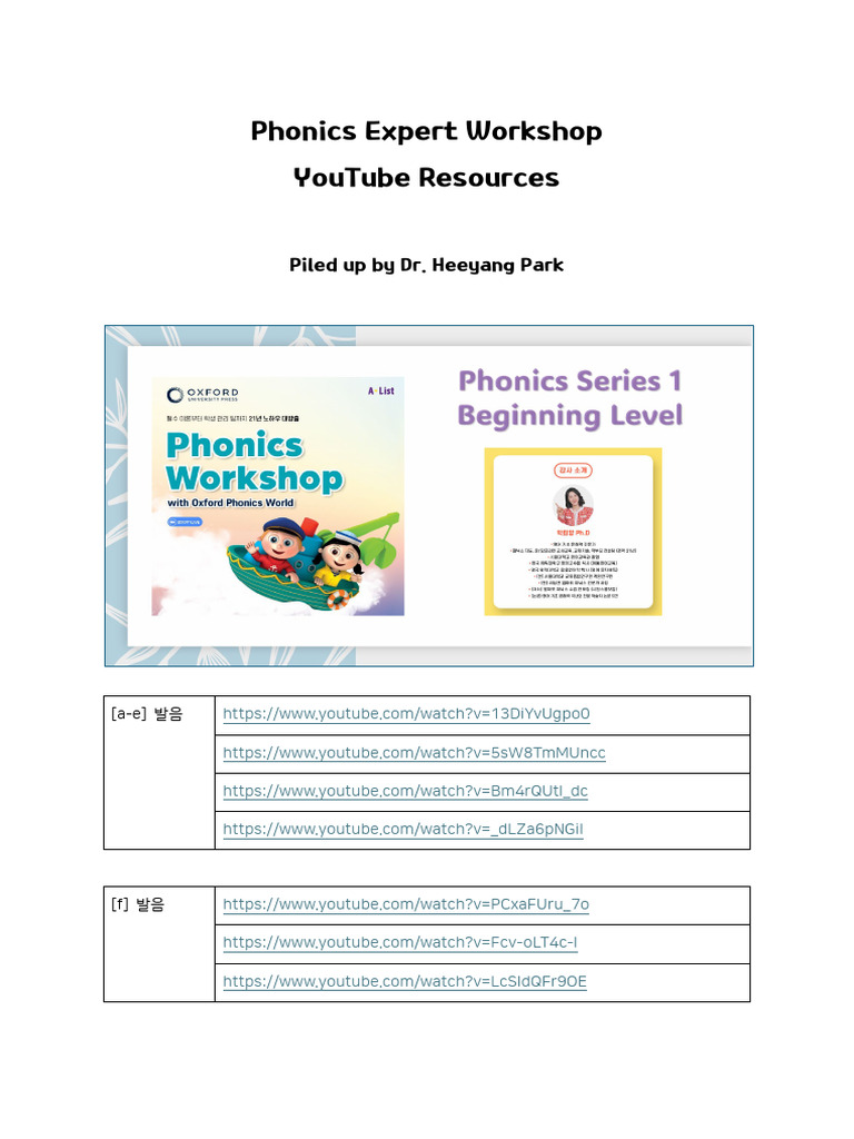 Phonics Workshop-YouTube Resources | PDF