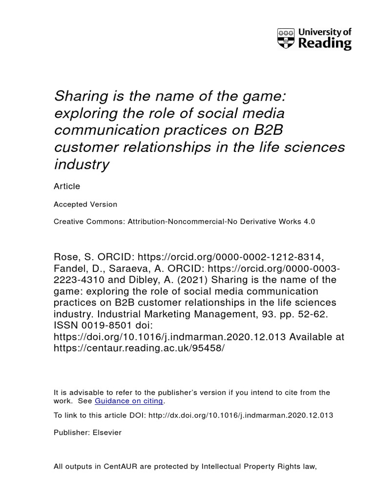 18Jan2021IMM Manuscript - Rose, Fandel, Saraeva, Dibley | PDF | Sales ...