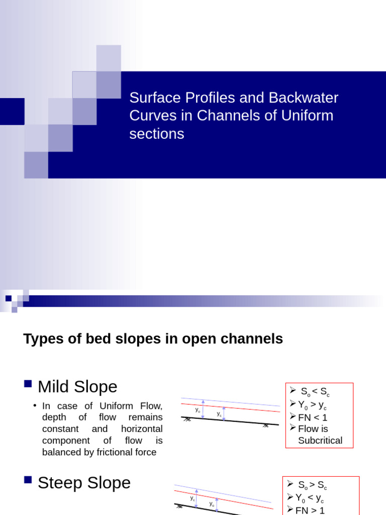 Surface Profiles in Open Channel Flow | PDF | Slope