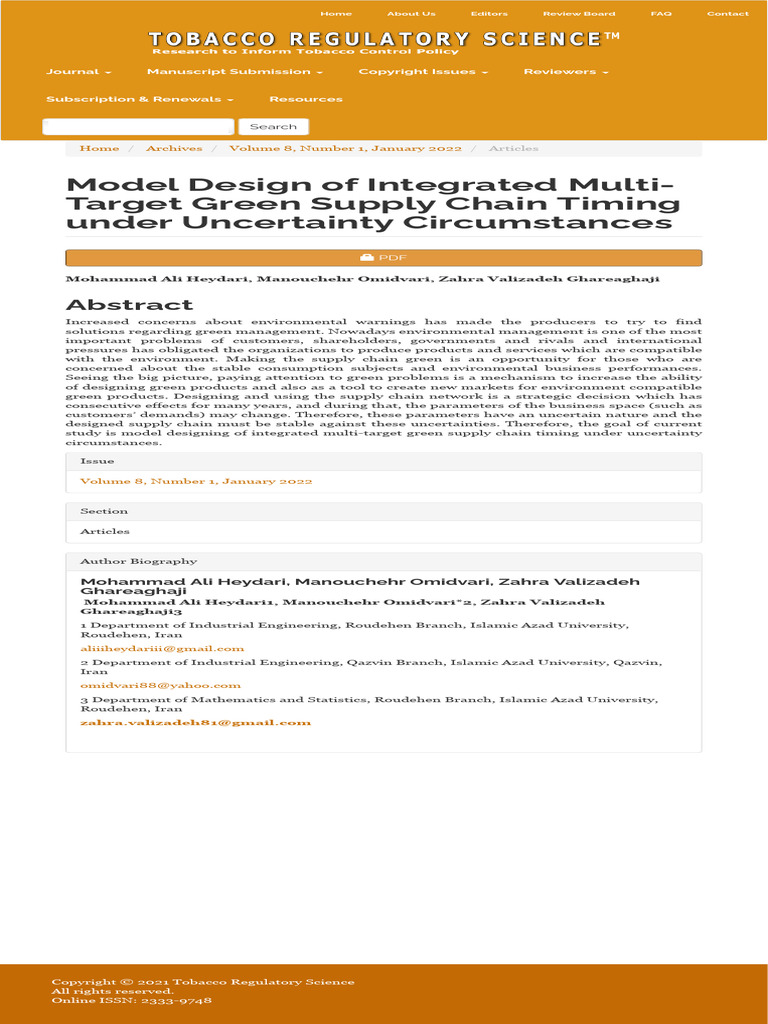 Model Design of Integrated Multi-Target Green Sup | PDF