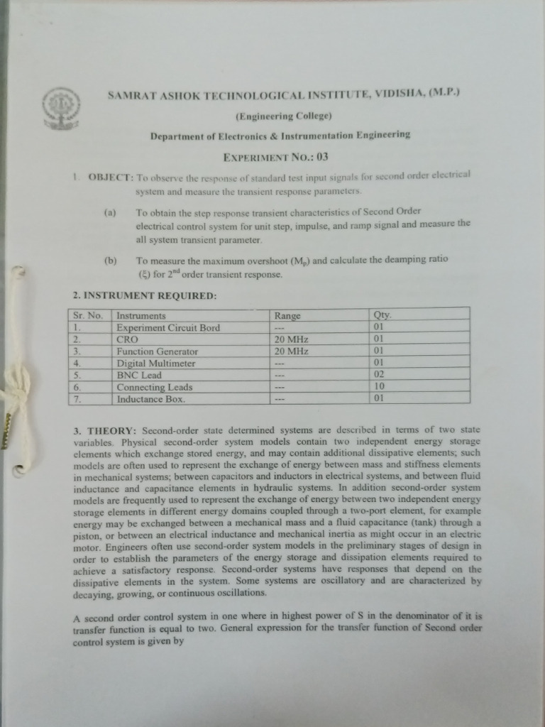 2nd Order Control System | PDF