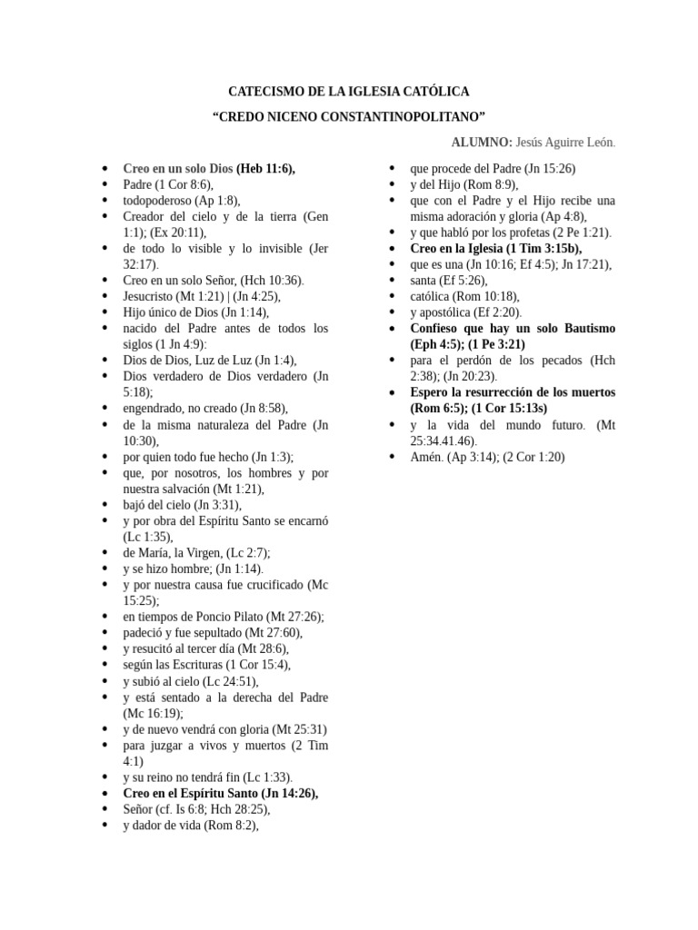 Credo Niceno Constantinopolitano | PDF | Creencia y doctrina cristiana ...
