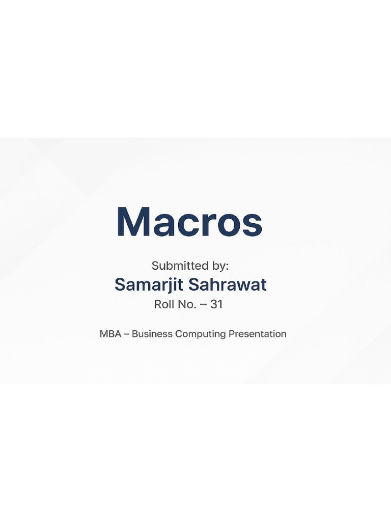 Understanding Macros in Excel PDF | PDF