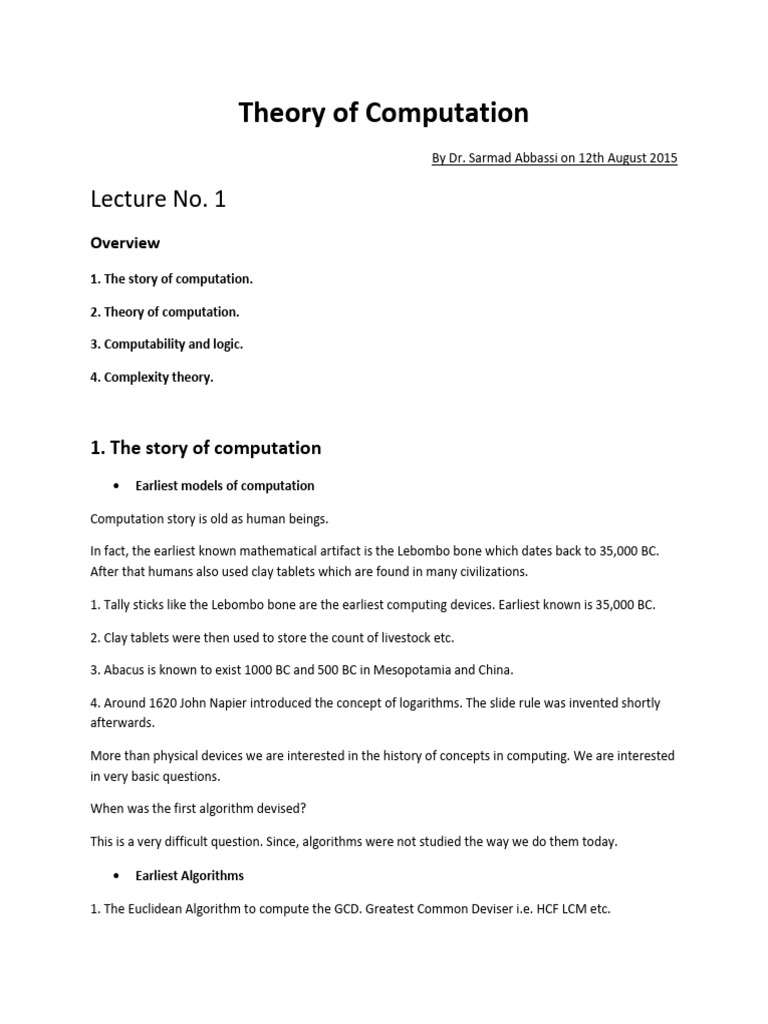 Theory of Computation | PDF | Computational Complexity Theory | Computability Theory