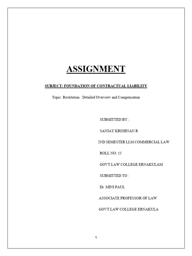 Sanjay Assignment FCL | PDF | Damages | Breach Of Contract