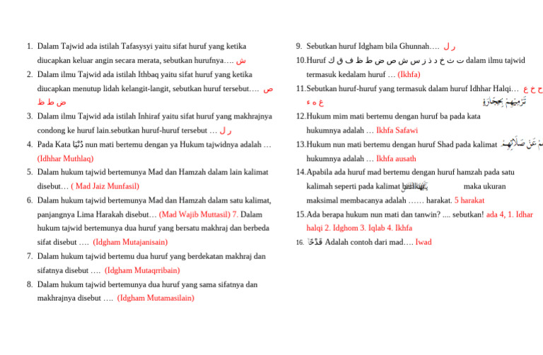 6.soal TAJWID | PDF