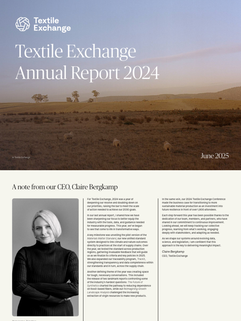 Textile Exchange Annual Report 2024 | PDF | Life Cycle Assessment