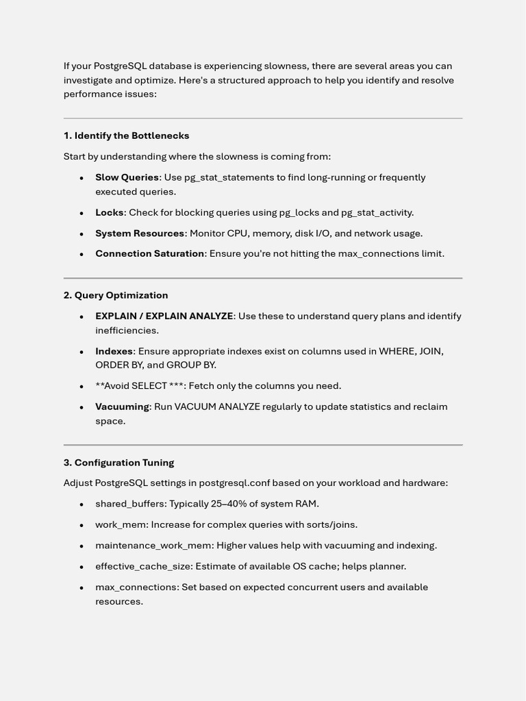Optimizing PostgreSQL_ a DBA’s Practical Handbook | PDF | Postgre Sql | Database Index