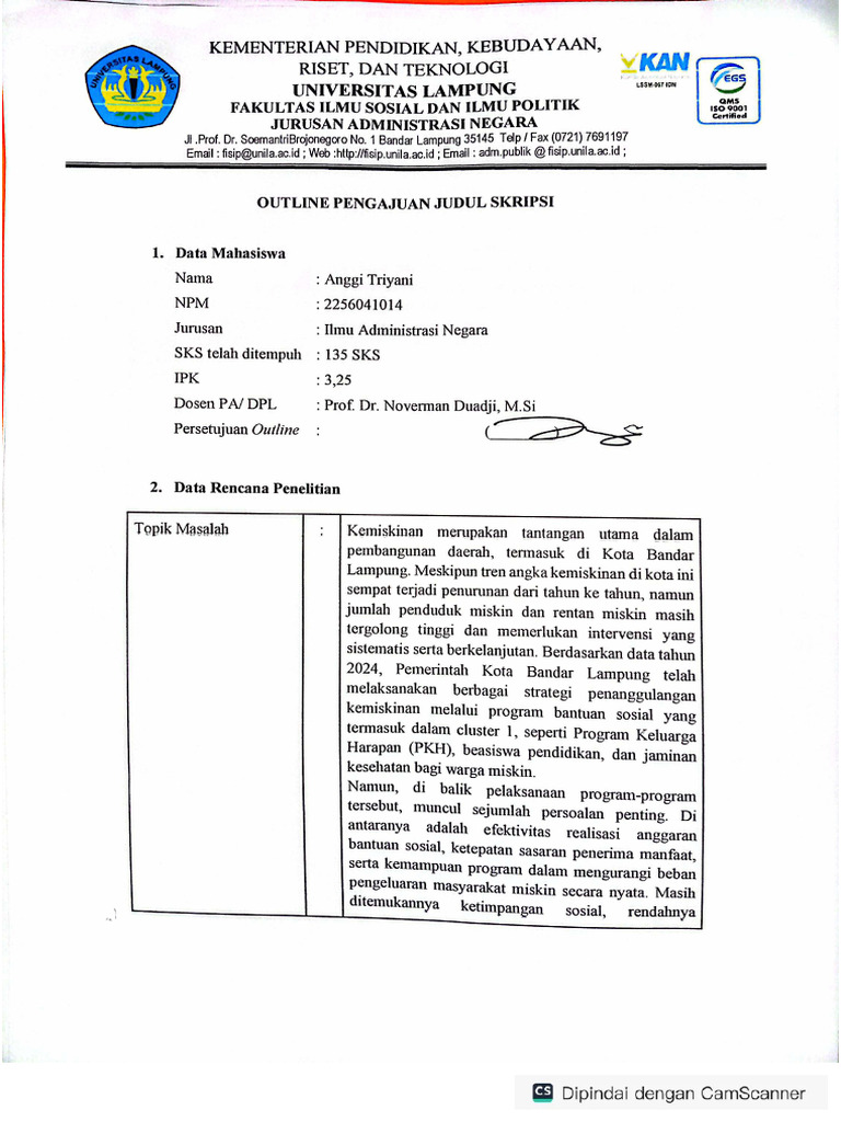 Outline Skripsi | PDF