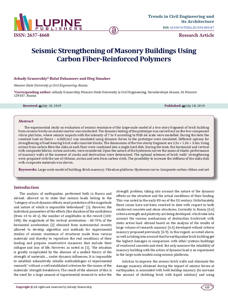 Seismic_Strengthening_of_Masonry_Buildings_Using_C | PDF | Composite ...