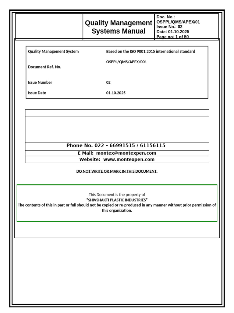 ISO 9001:2015 Quality Management Manual | PDF | Quality Management ...