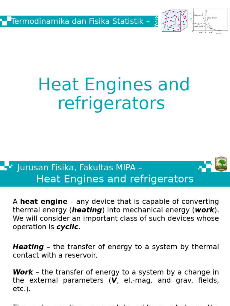 Lecture 10 Heat Engines and Refrigerators | PDF | Heat | Entropy