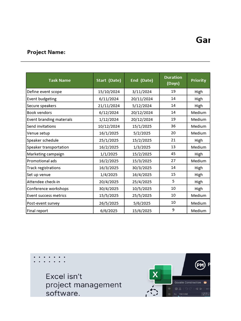 Gantt - Chart - Excel - Contoh No3 | PDF | Project Management