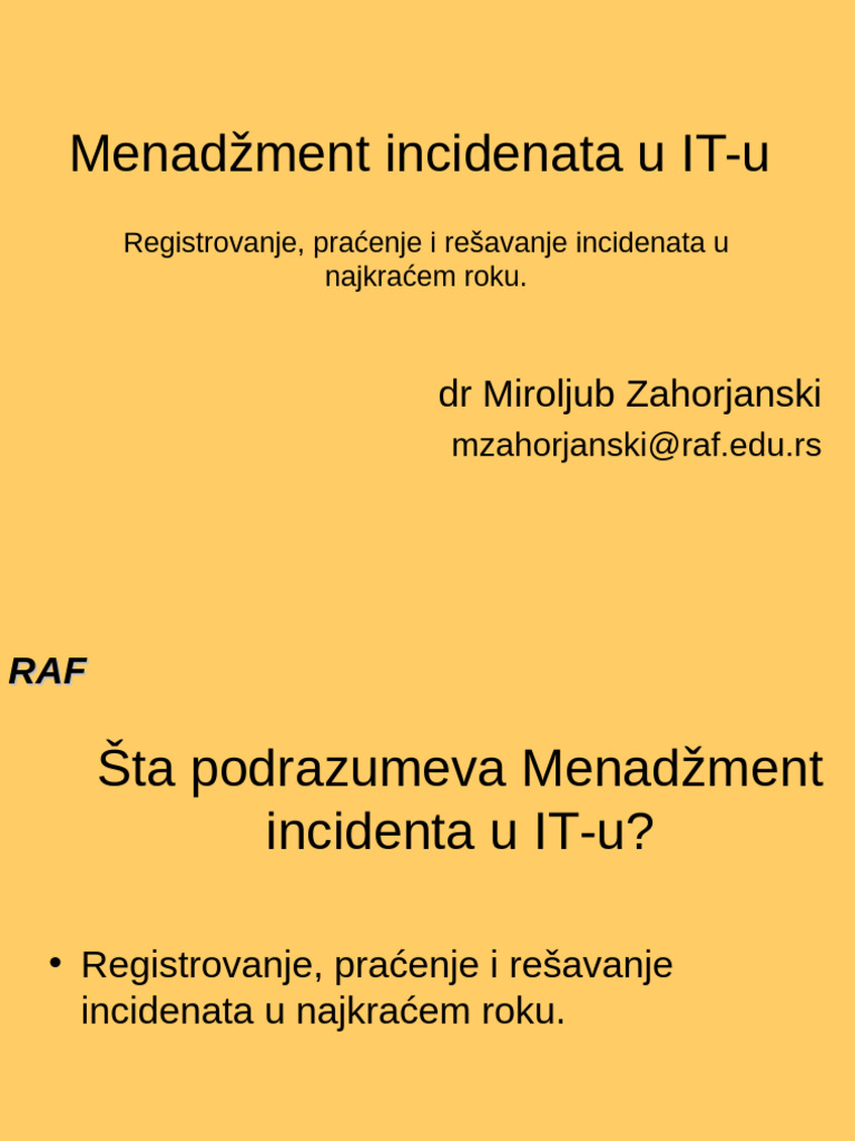Menadzment Incidenata | PDF