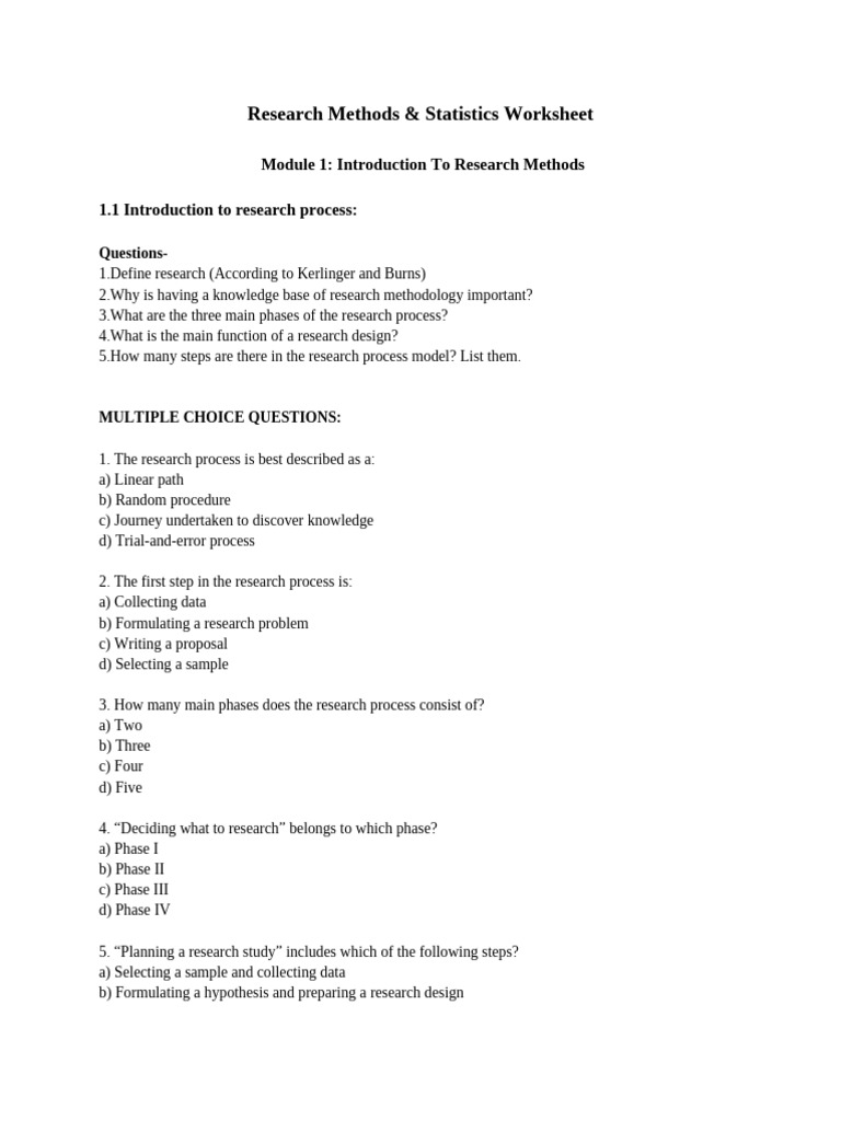 Research Methods & Statistics Overview | PDF | Sampling (Statistics ...