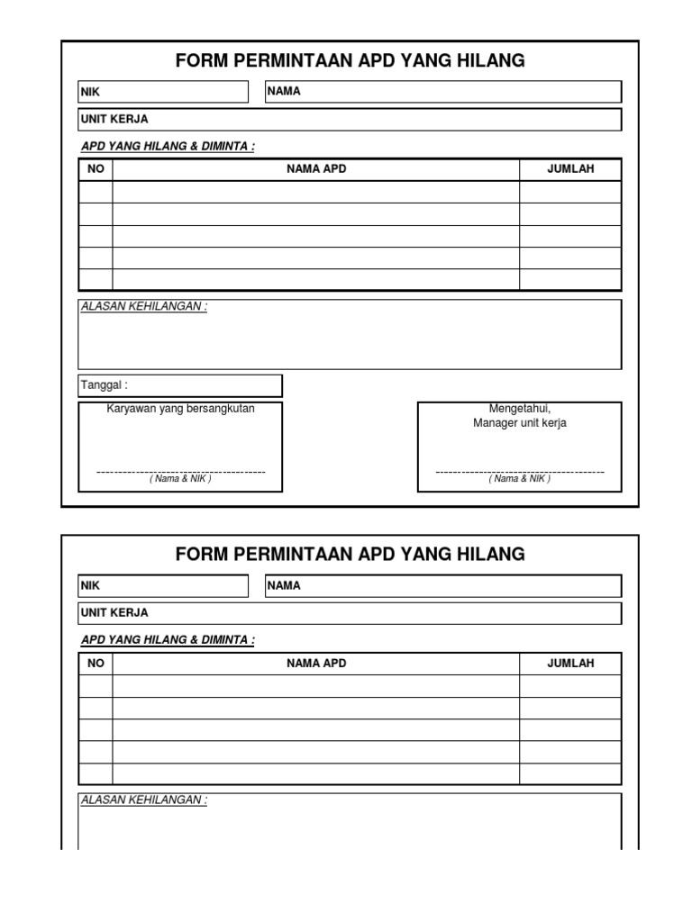 Form Apd Hilang | PDF