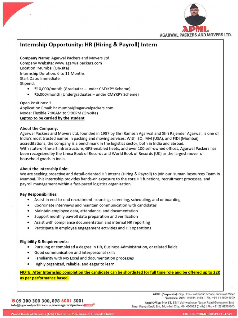 Internship HR Intern (JD) | PDF
