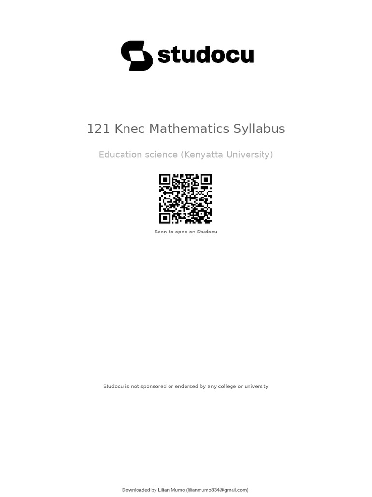 KNEC Mathematics Syllabus Overview | PDF | Trigonometric Functions ...