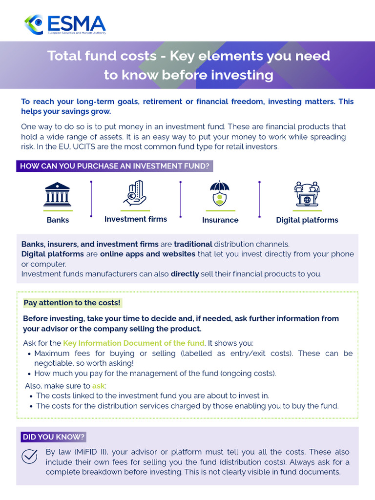 Factsheet Total Fund Costs - Key Elements You Need To Know Before Investing | PDF | Investment ...