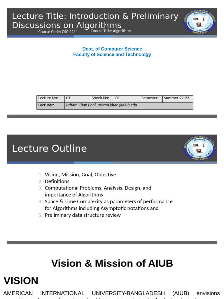 Lecture 1.1 Introduction of Algorithm (1) | PDF | Algorithms | Computer Programming