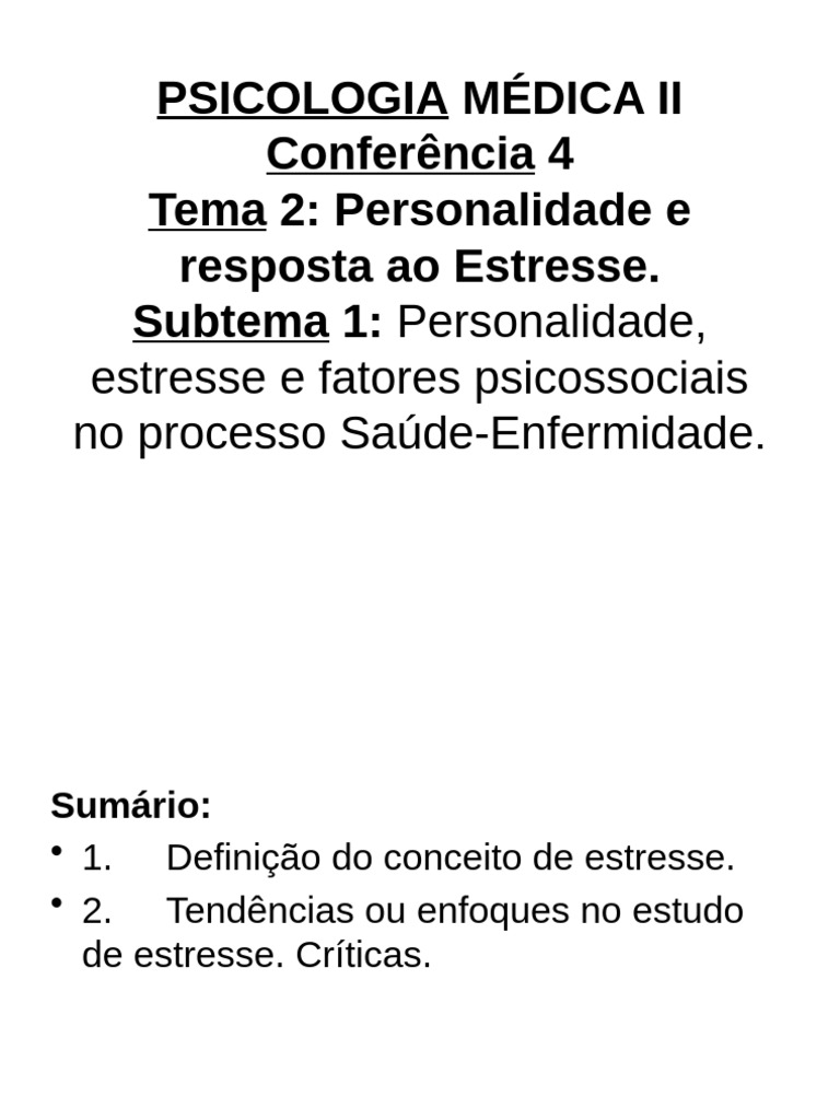 Personalidade e resposta ao stresse | PDF | Estresse (Biologia ...