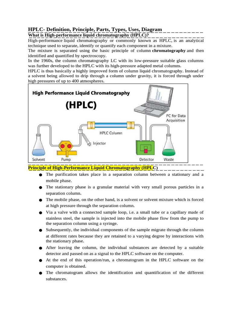 HPLC: Definition, Principle, and Parts | PDF | High Performance Liquid ...