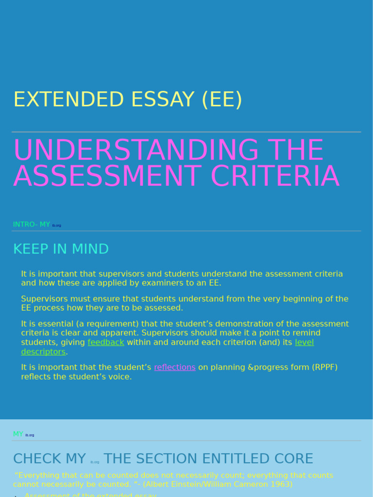 Extended Essay Assessment Criteria Guide | PDF | Critical Thinking | Essays