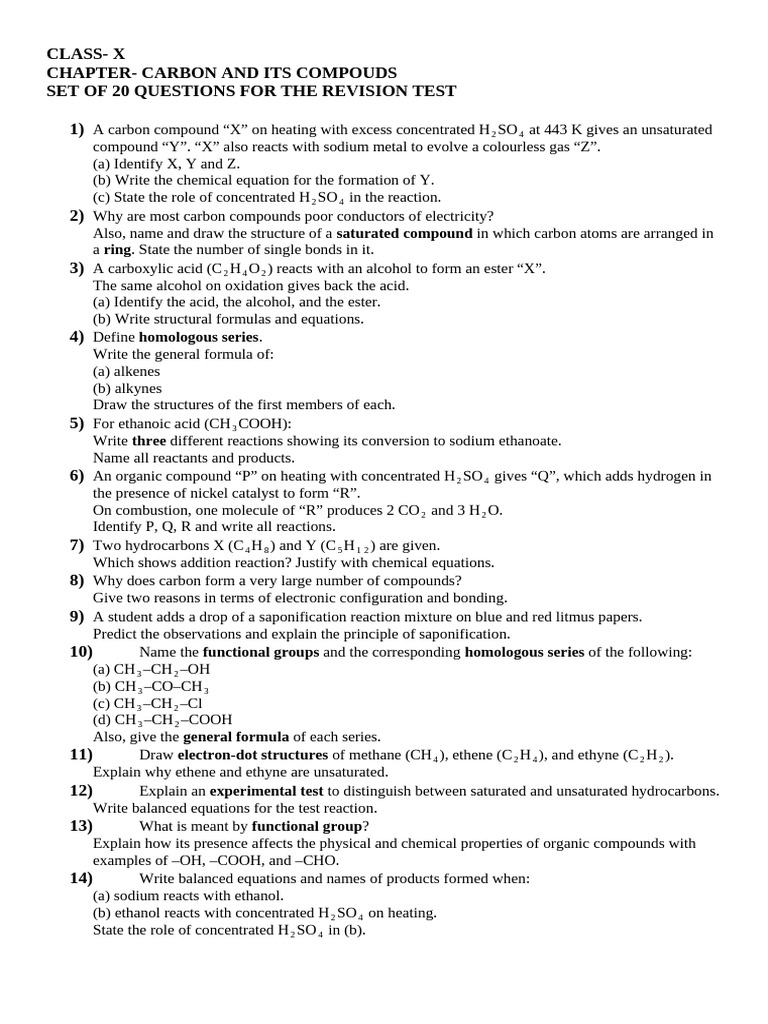 Class 10 Chemistry (Carbon and Compounds) | PDF | Chemical Reactions ...