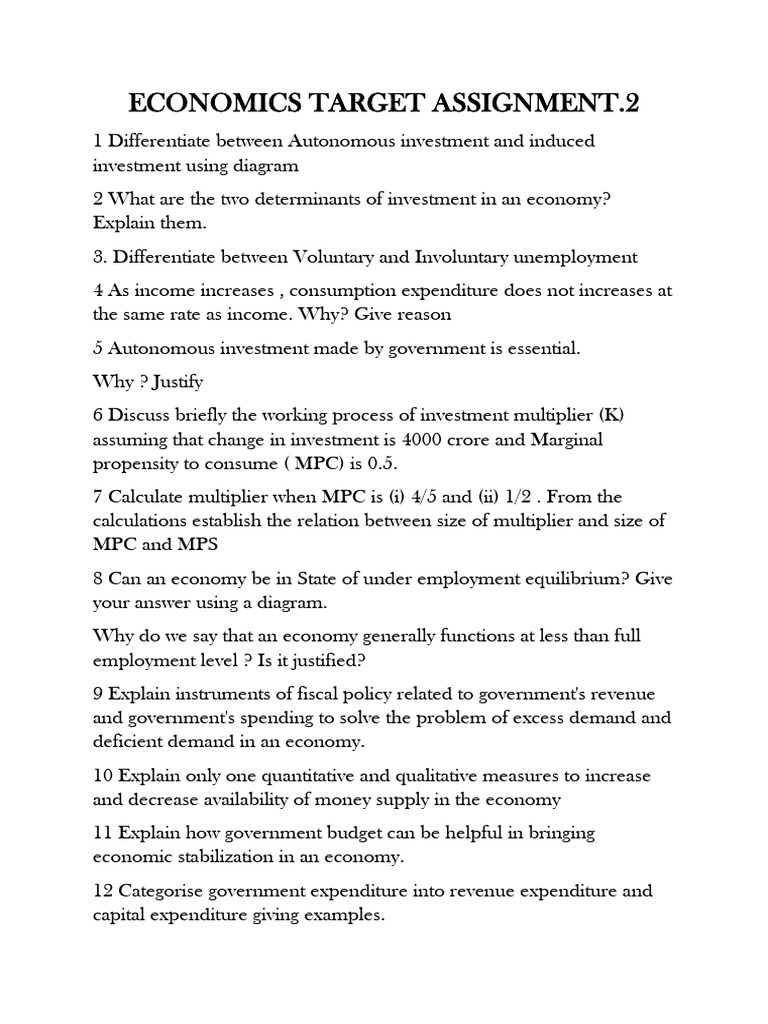 Economics Target Assignment 2 | PDF