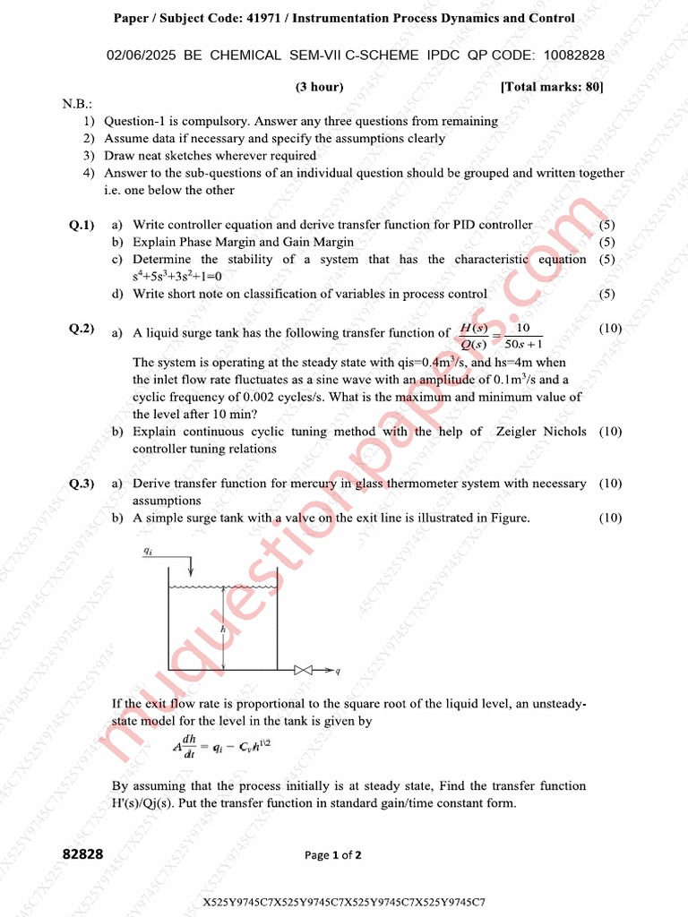 Be Chemical Engineering Semester 7 2025 May Instrumentation Process ...