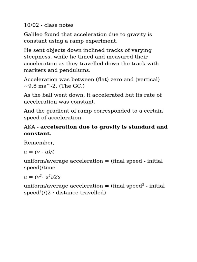 Galileo's Constant Acceleration Findings | PDF