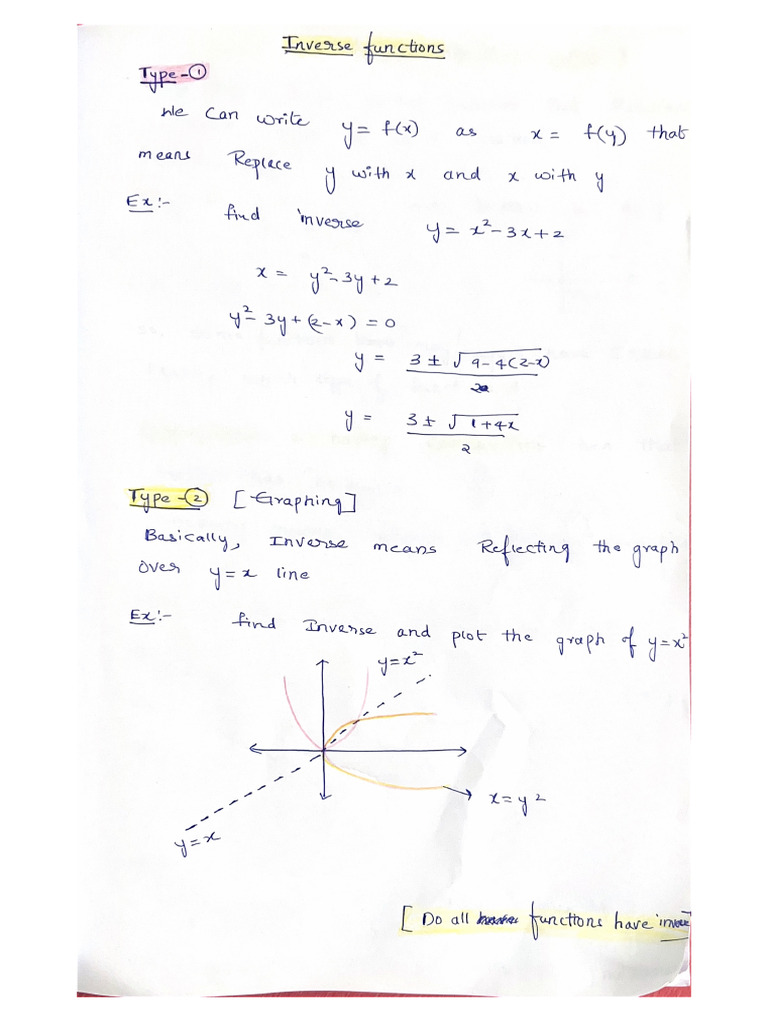 Inverse Function Notes | PDF